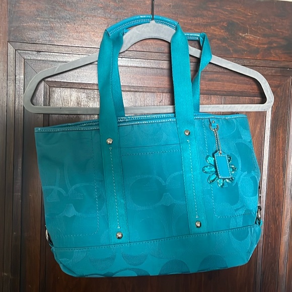 Coach | Bags | Coach Caribbean Ocean Blue Signature Shoulder Bag | Poshmark